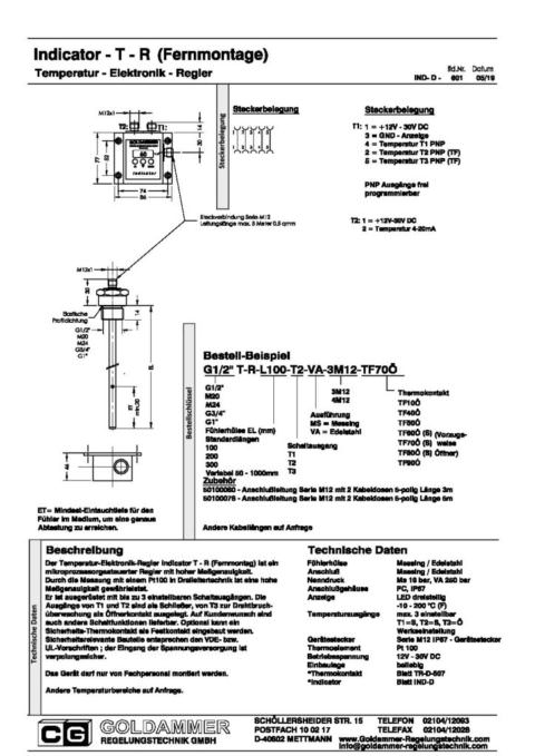 Indicator Temperatur-Elektronik-Regler - IND - Goldammer Regelungstechnik