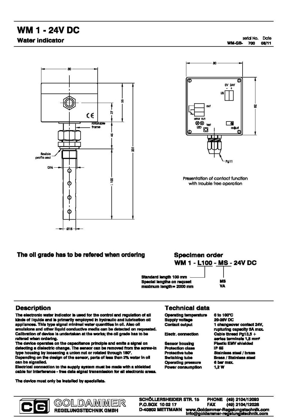 Water Indicator - WM - Goldammer Regelungstechnik