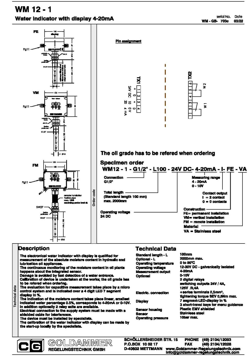 Water Indicator - WM - Goldammer Regelungstechnik